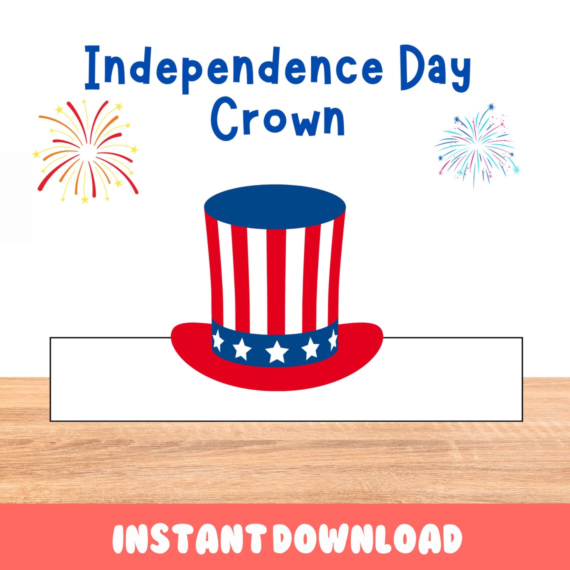 4th of July Paper Crown, Uncle Sam Hat, Patriotic Headband, Printable ...