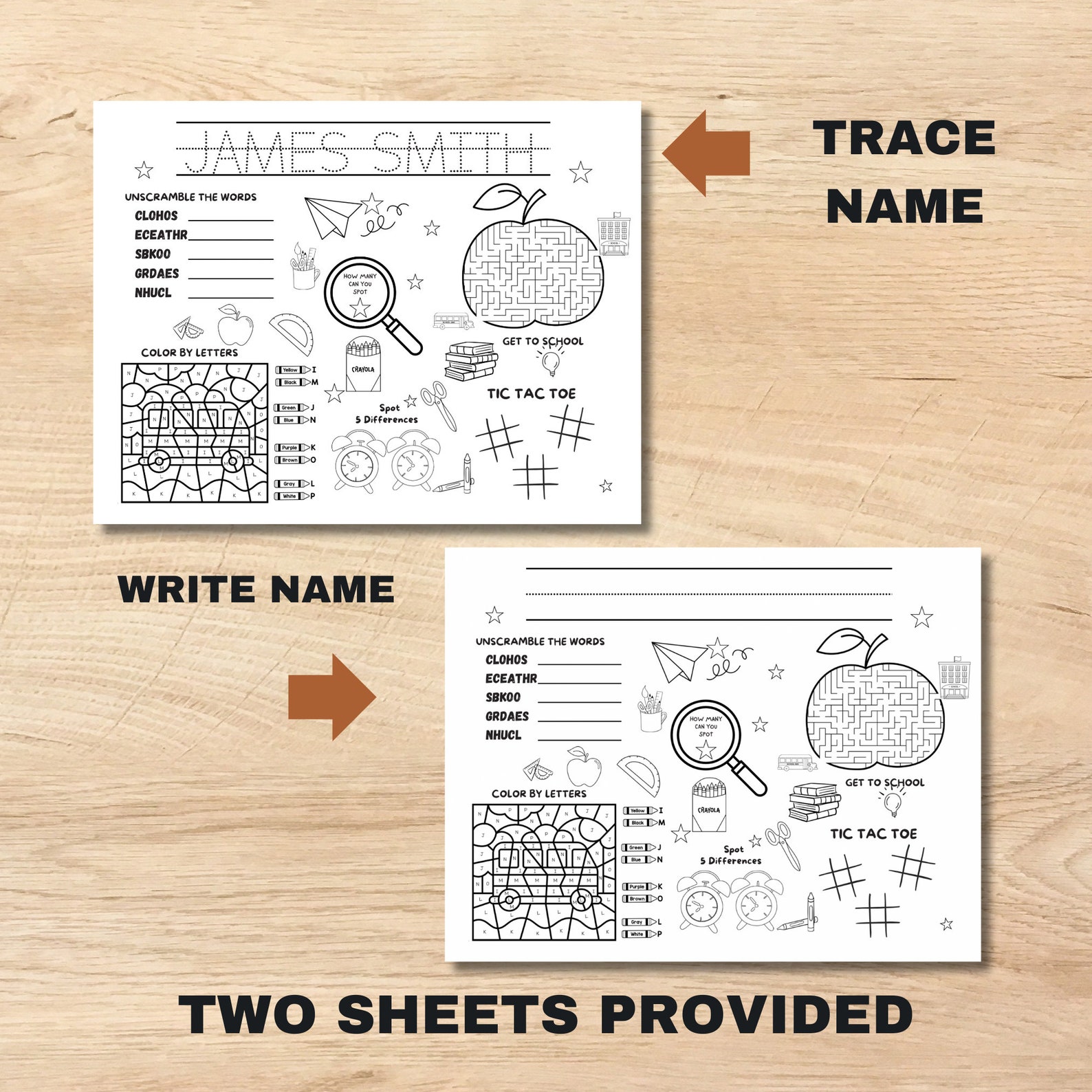 Printable Back to School Activity Sheet, First Day of School Placemat ...