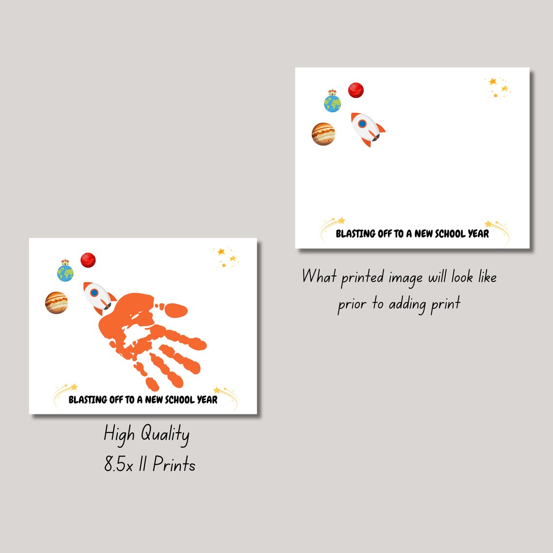 First Day of School Rocket Ship Handprint Craft, Back to School ...