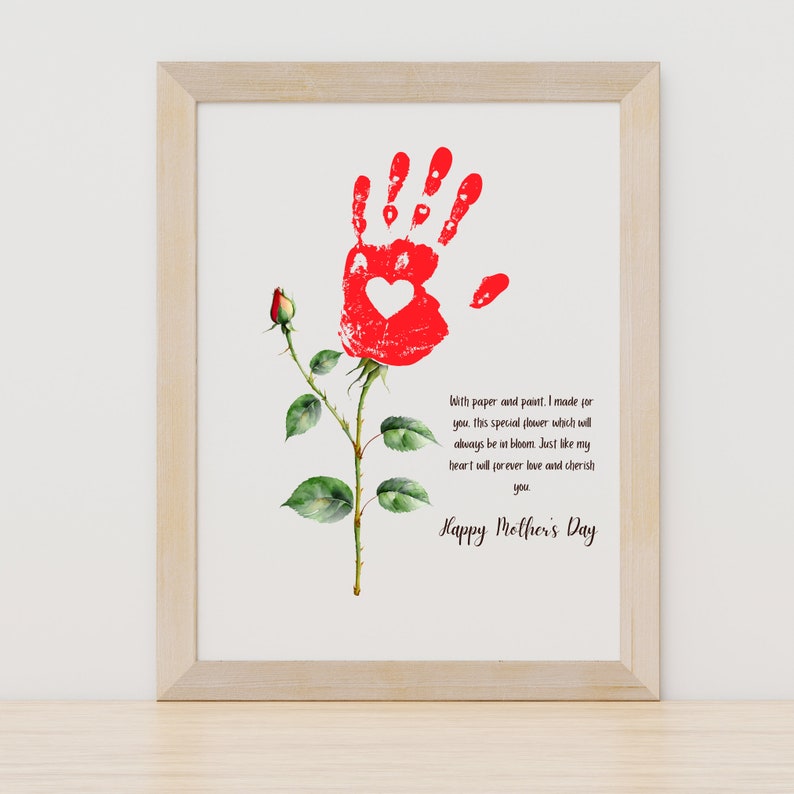 Mother's Day Craft Handprint Art, Rose Flower, Gift Keepsake, Toddler ...