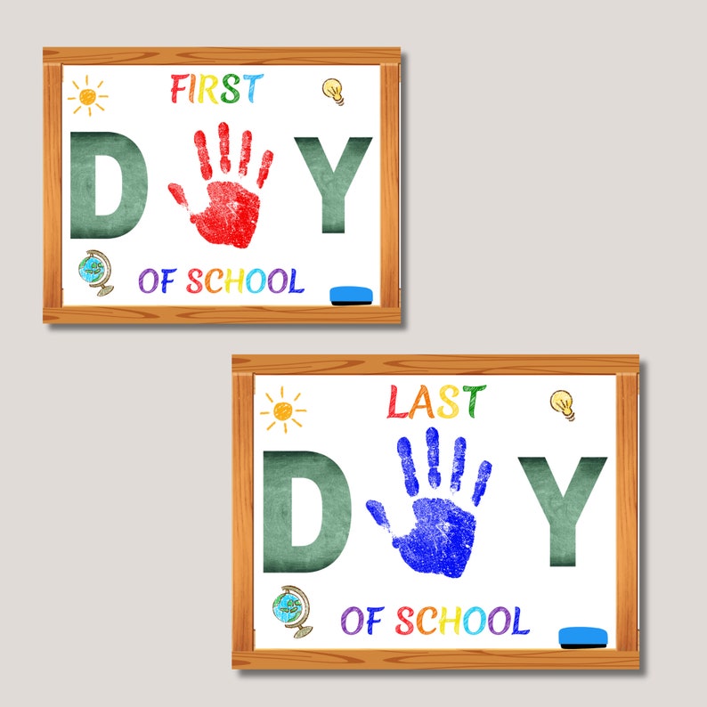 First and Last Day of School Handprint Craft, Back to School Printable ...