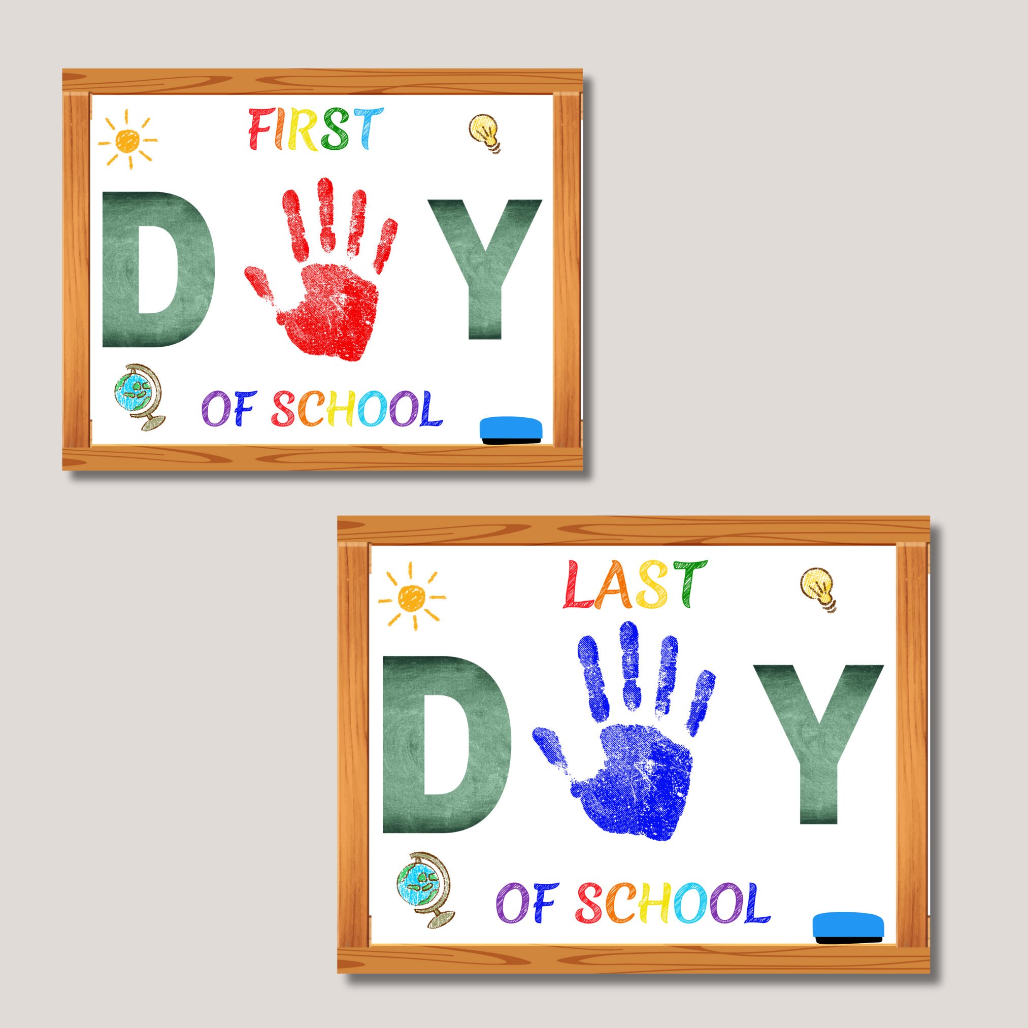 First and Last Day of School Handprint Craft, Back to School Printable ...