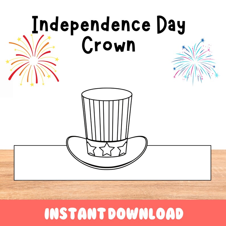 4th of July Paper Crown, Uncle Sam Hat, Patriotic Headband, Printable ...