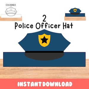 Printable Police Paper Hat,paper Hat, Colorable, Colored Cap, Police ...