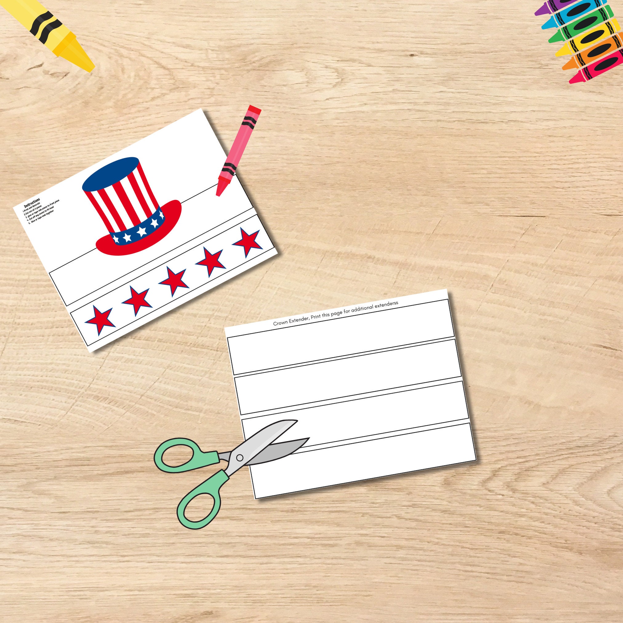 4th of July Paper Crown, Uncle Sam Hat, Patriotic Headband, Printable ...