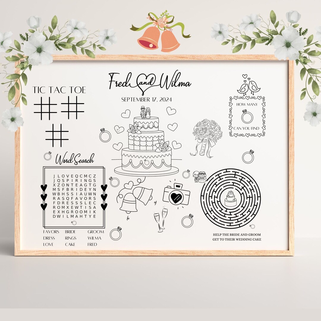Wedding Coloring Placemat Activity Sheet, Wedding Party Activity Sheet ...