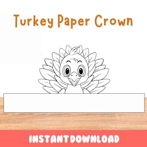 Thanksgiving Turkey Paper Crown, Kids Craft Activity, Coloring ...