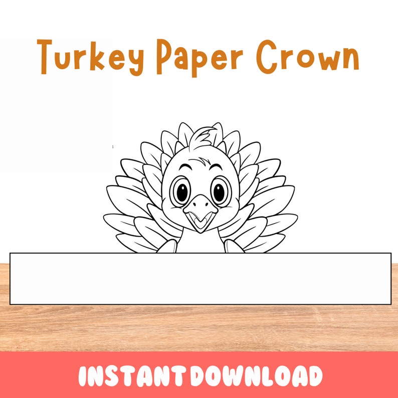 Thanksgiving Turkey Paper Crown, Kids Craft Activity, Coloring ...