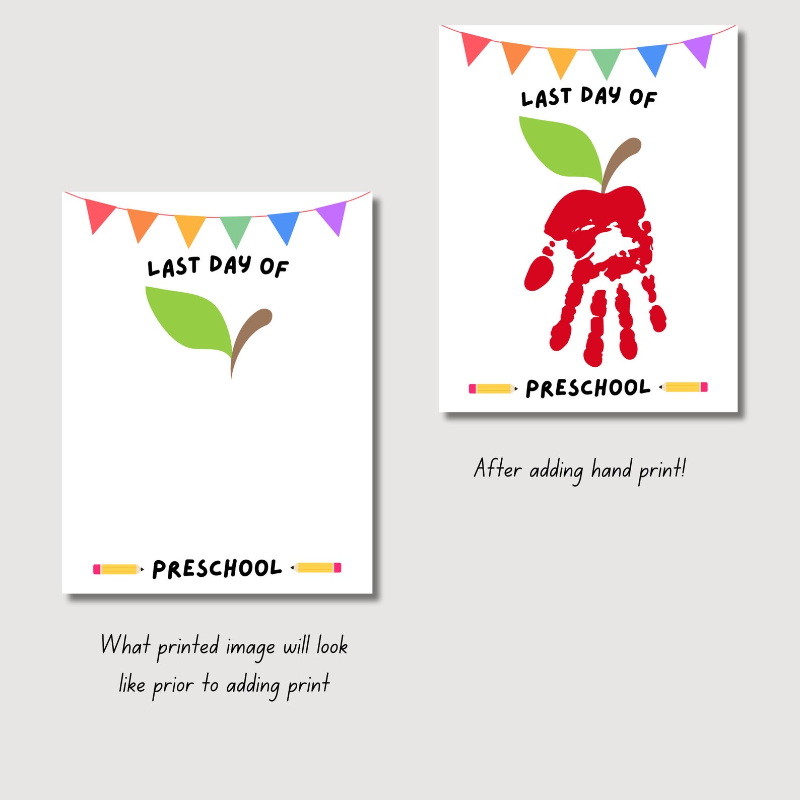 First and Last Day of Preschool Handprint Craft, Back to School ...