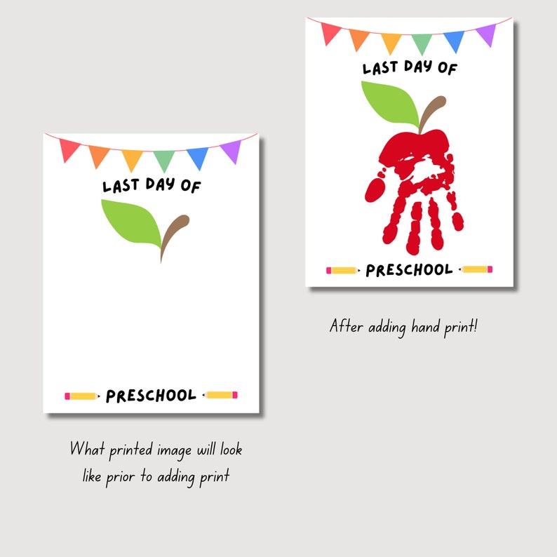 First and Last Day of Preschool Handprint Craft, Back to School ...