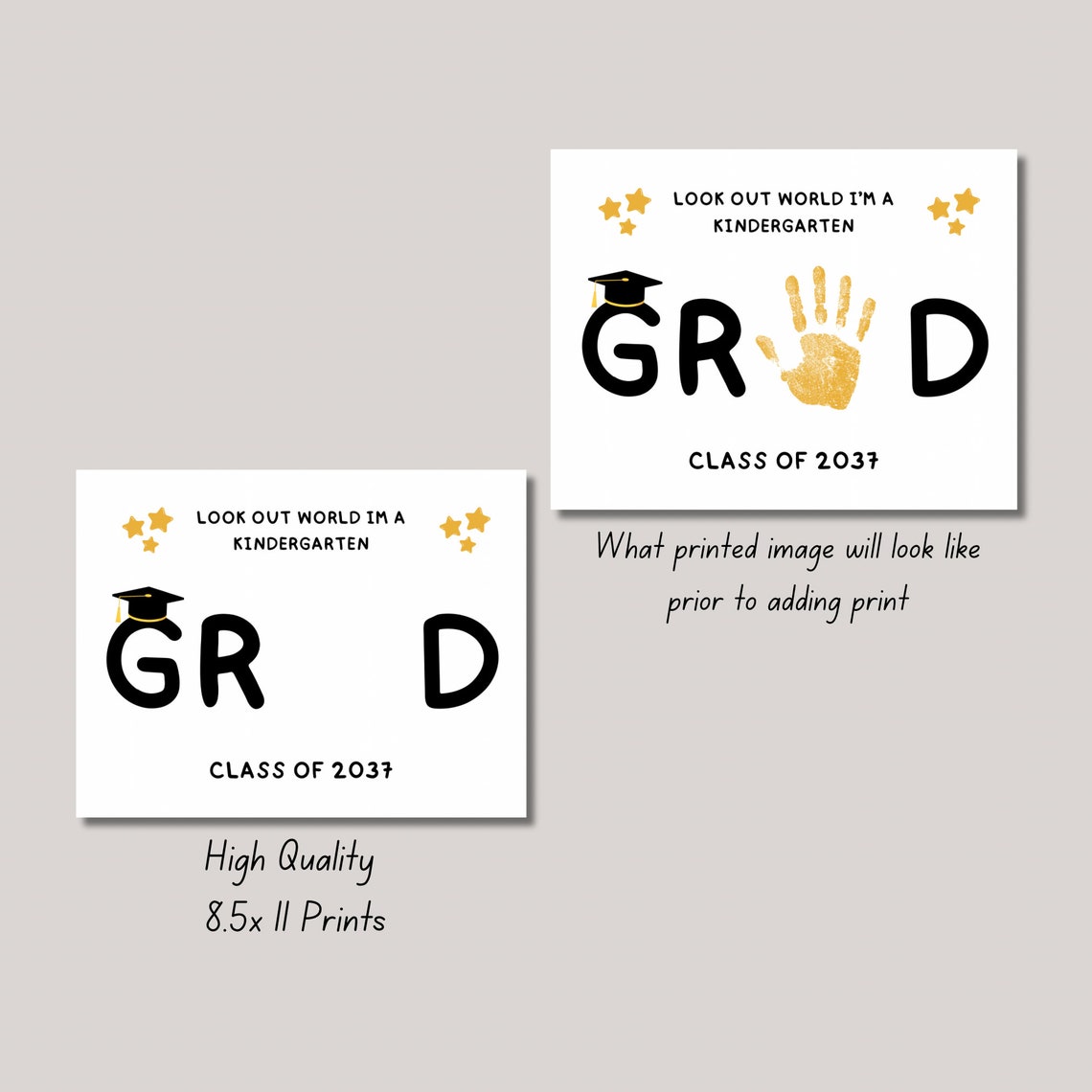Kindergarten Handprint Craft, Graduation Handprint Keepsake, Printable ...
