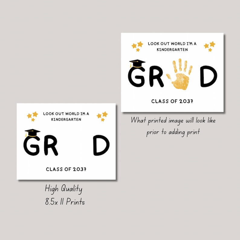 Kindergarten Handprint Craft, Graduation Handprint Keepsake, Printable ...