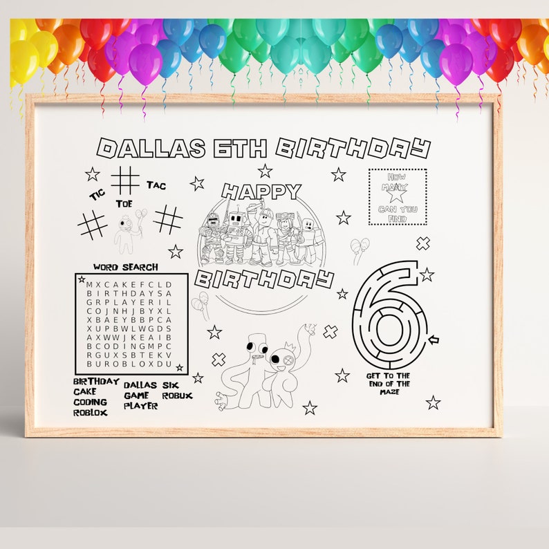 Roblox Birthday Coloring Sheet Roblox Activity Sheet Printable