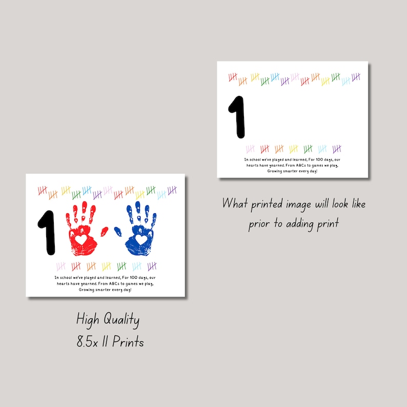 100 Days of School Activity, Handprint Art for Kids, Teacher Resource ...