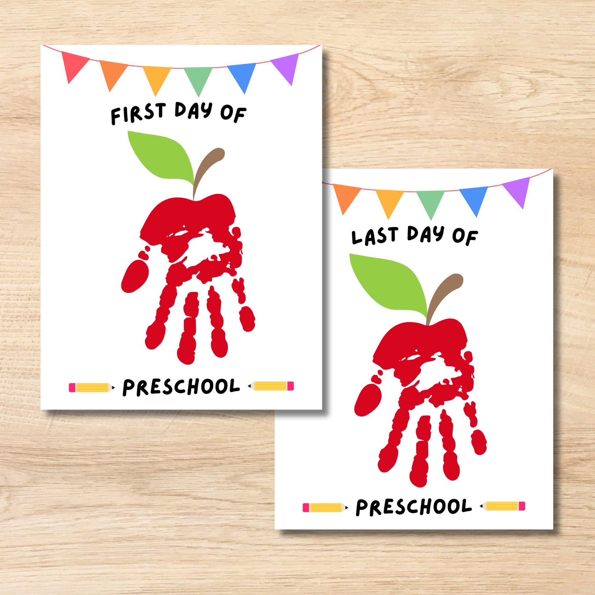 First and Last Day of Preschool Handprint Craft, Back to School ...
