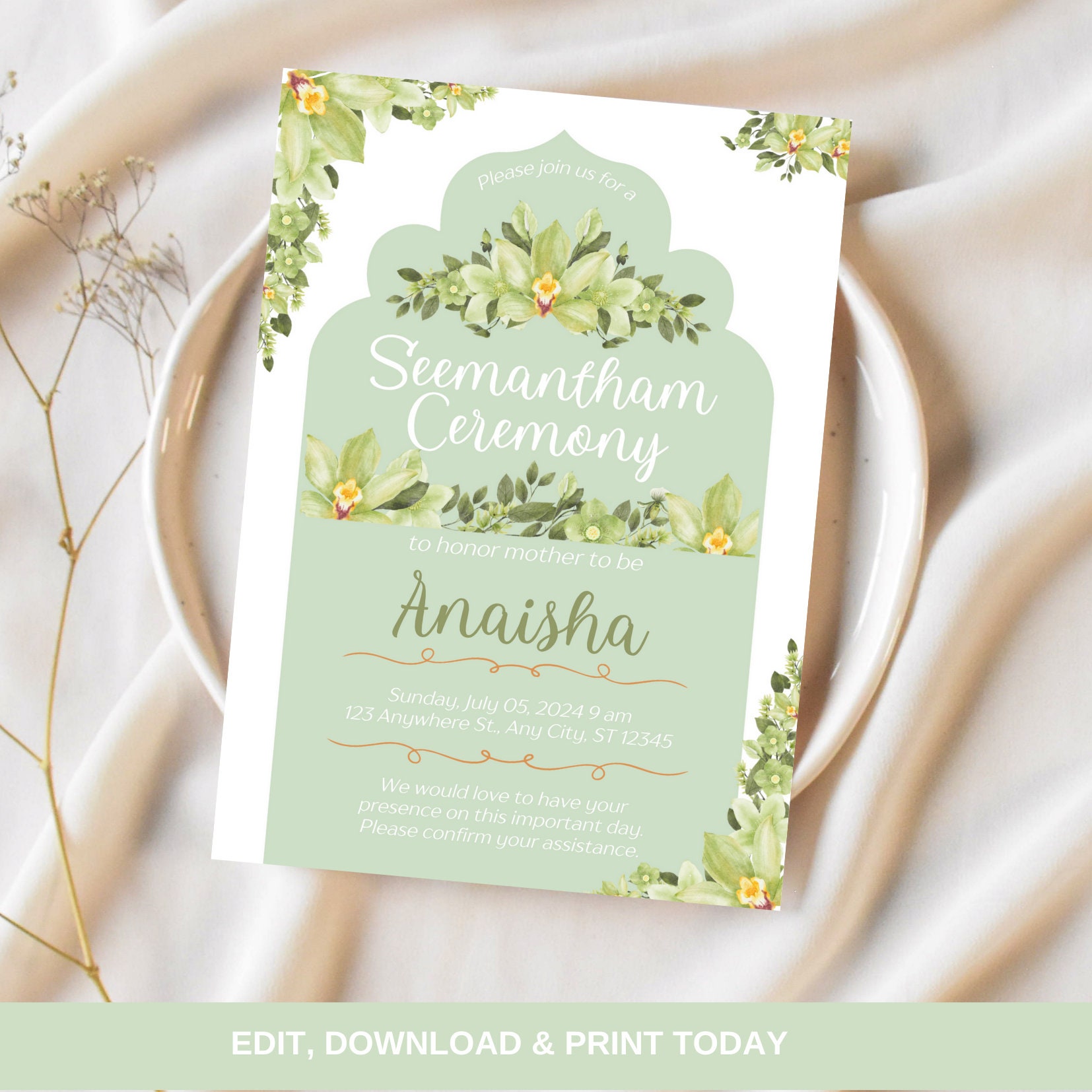 Editable Indian Baby Shower Invite, Sreemantham Invite, Seemantham ...