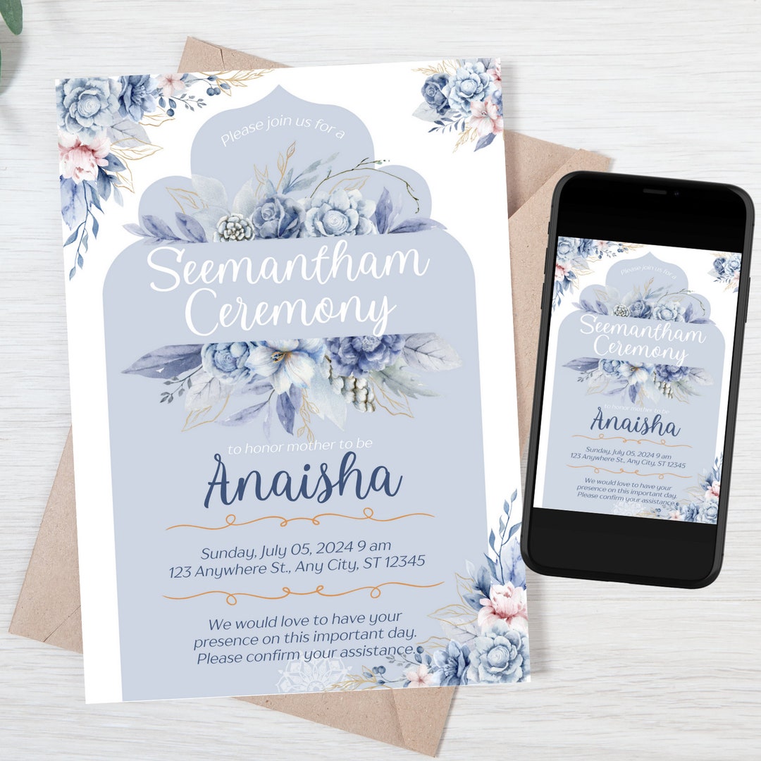 Editable Indian Baby Shower Invite, Sreemantham Invite, Seemantham ...