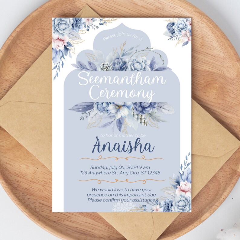 Editable Indian Baby Shower Invite, Sreemantham Invite, Seemantham ...