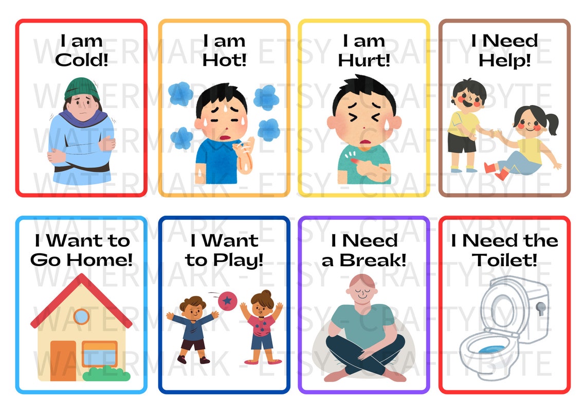 Non-verbal Communication Cards, Feelings, Wants, Needs Flashcards (PNG ...