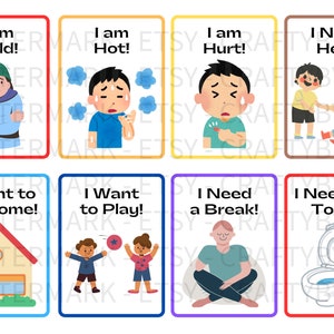 56 Non-verbal Communication Cards, Feelings Wants Needs Flashcards ...
