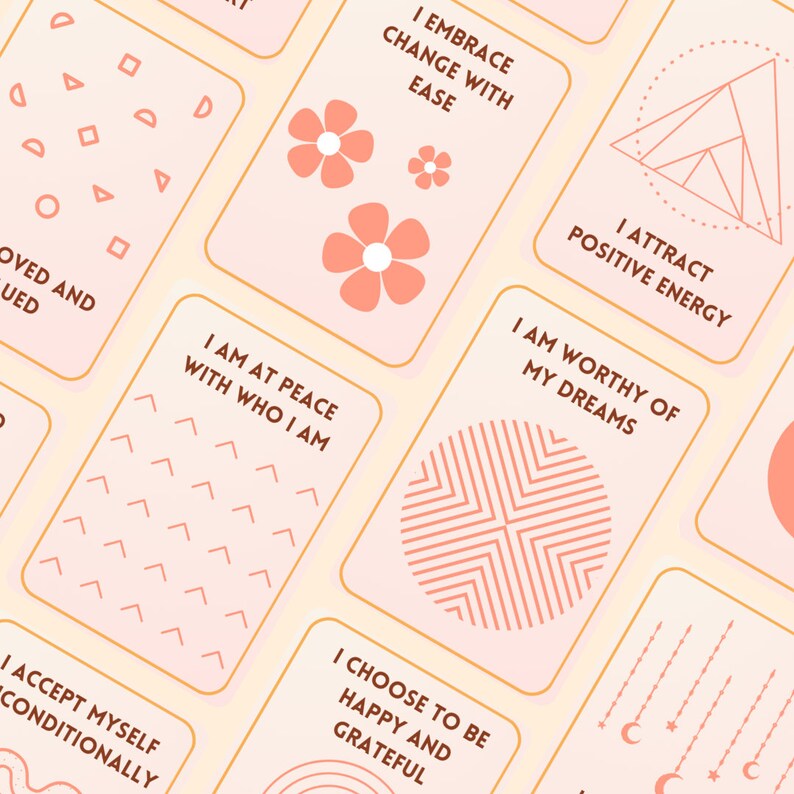 64 Digital Affirmation Flashcards Set, Printable Positive Quotes ...