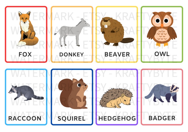 Farm Animals Flashcards, Learning Resource (PNG, PDF) - Etsy