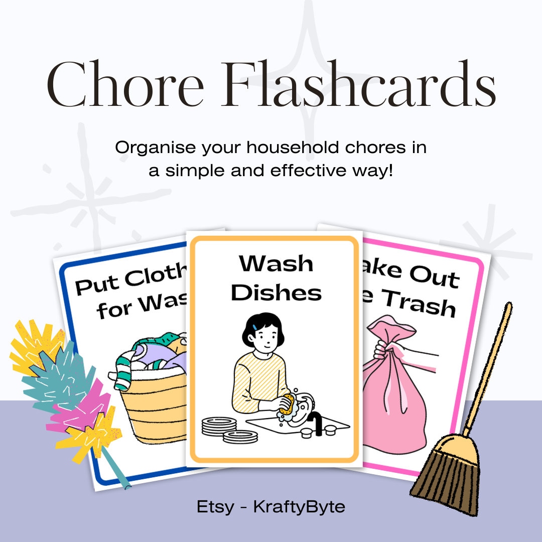 32 Family Chore Flash Cards for Kids, Sibling Organization Aid, Task ...