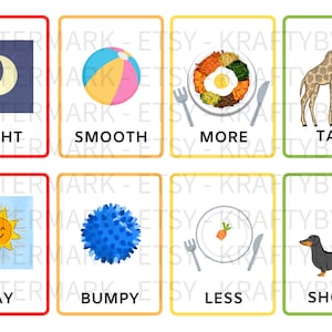 112 Opposite Printable Flashcards for Kids, Educational Learning Cards ...