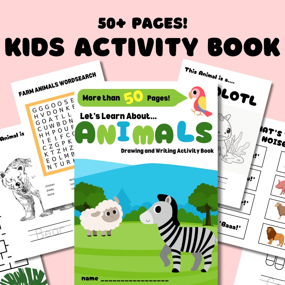 Animal Activity Book for Kids, Colouring & Puzzles (50+ Pages) - Etsy