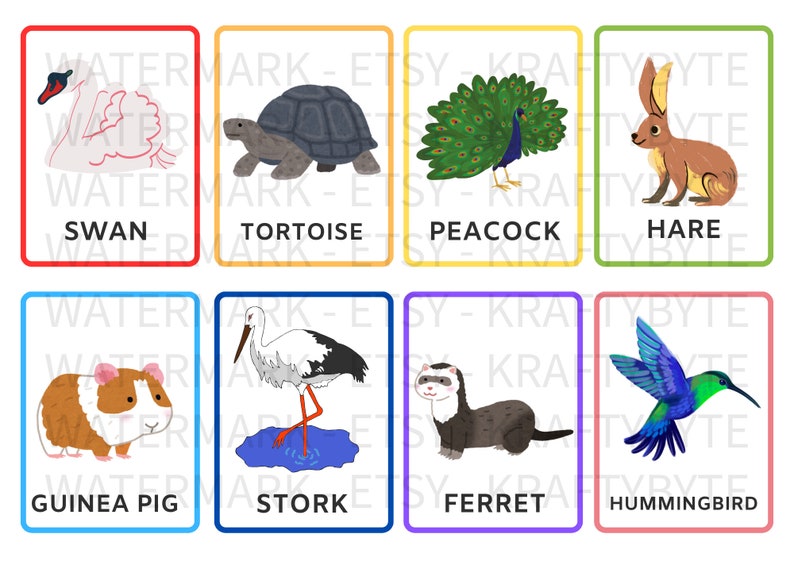 Farm Animals Flashcards, Learning Resource (PNG, PDF) - Etsy