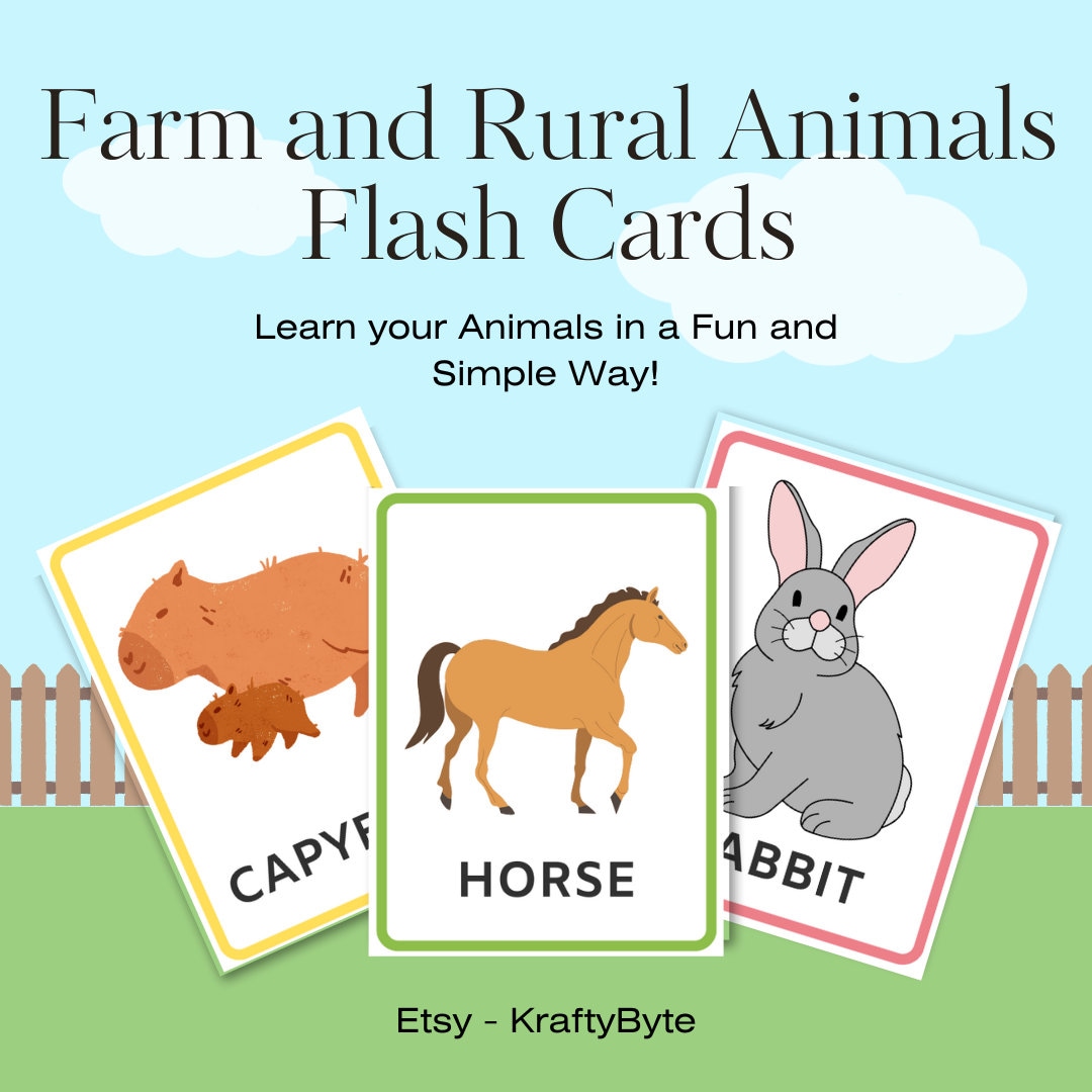 56 Printable Learning Rural & Farm Animals Flashcards for Kids, Farm ...