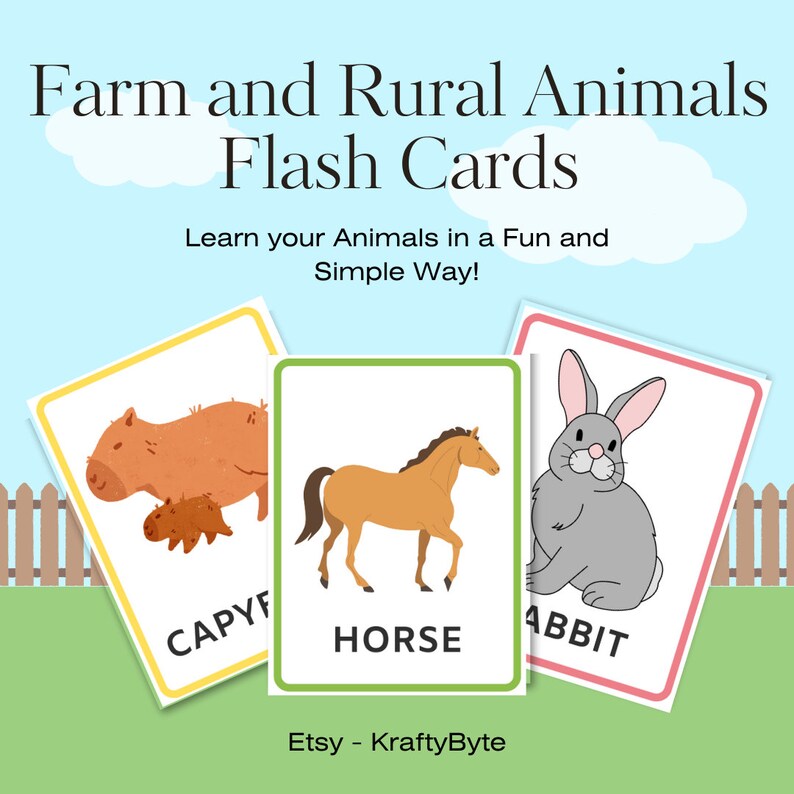 56 Printable Learning Rural & Farm Animals Flashcards for Kids, Farm ...