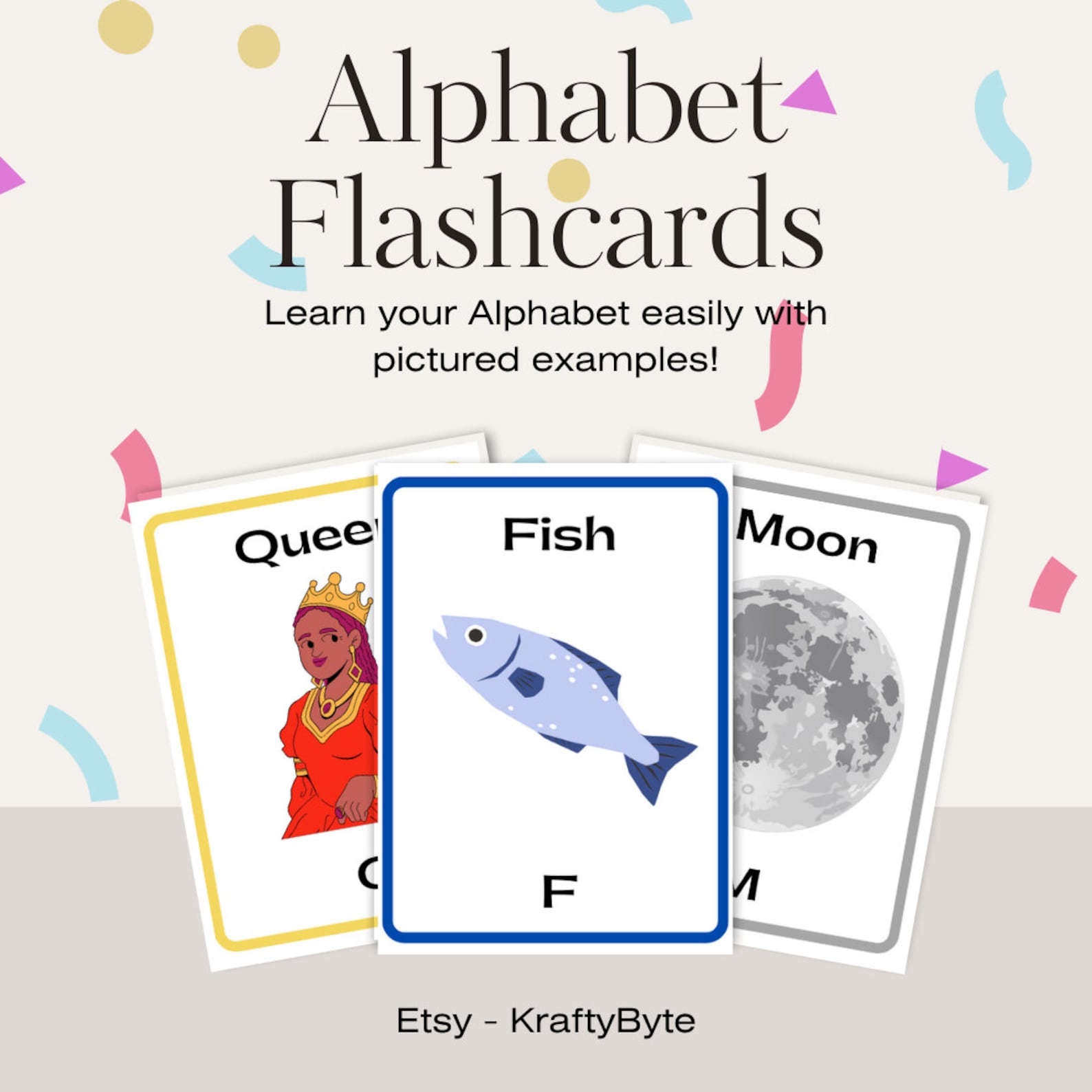 Kids Alphabet Learning Cards Printable, English Language Flashcards ...