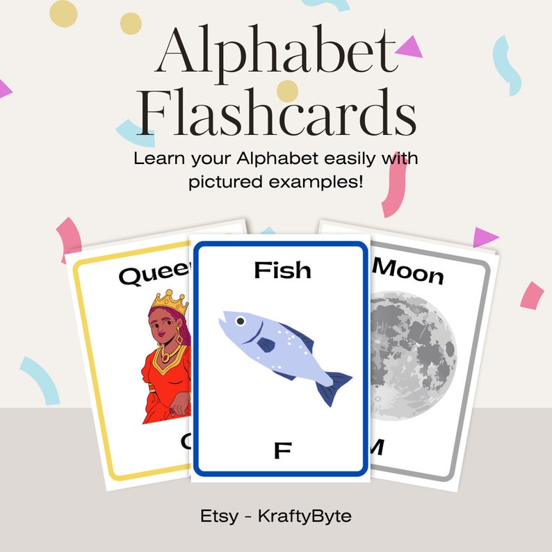 Kids Alphabet Learning Cards Printable, English Language Flashcards ...