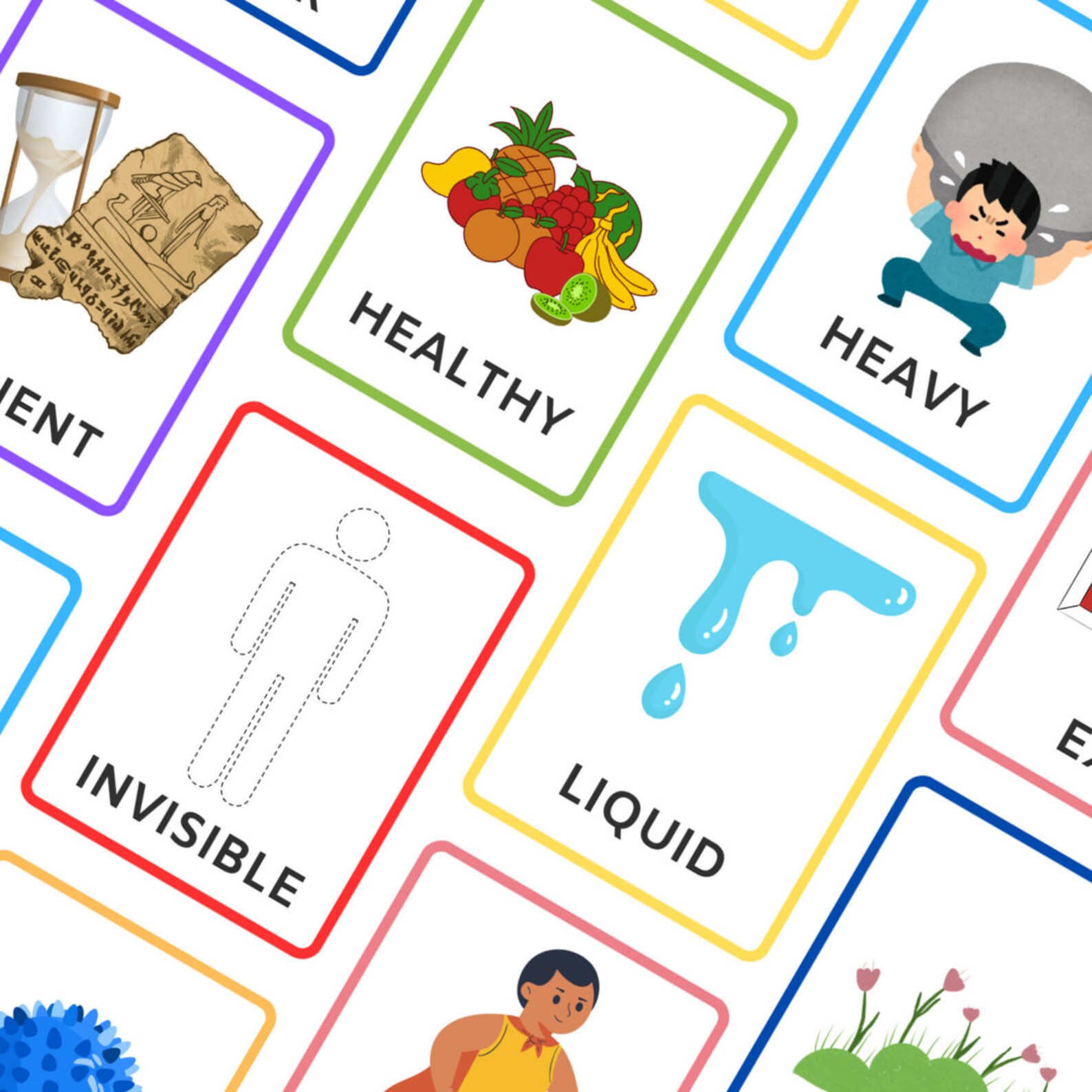 112 Opposite Printable Flashcards for Kids, Educational Learning Cards ...