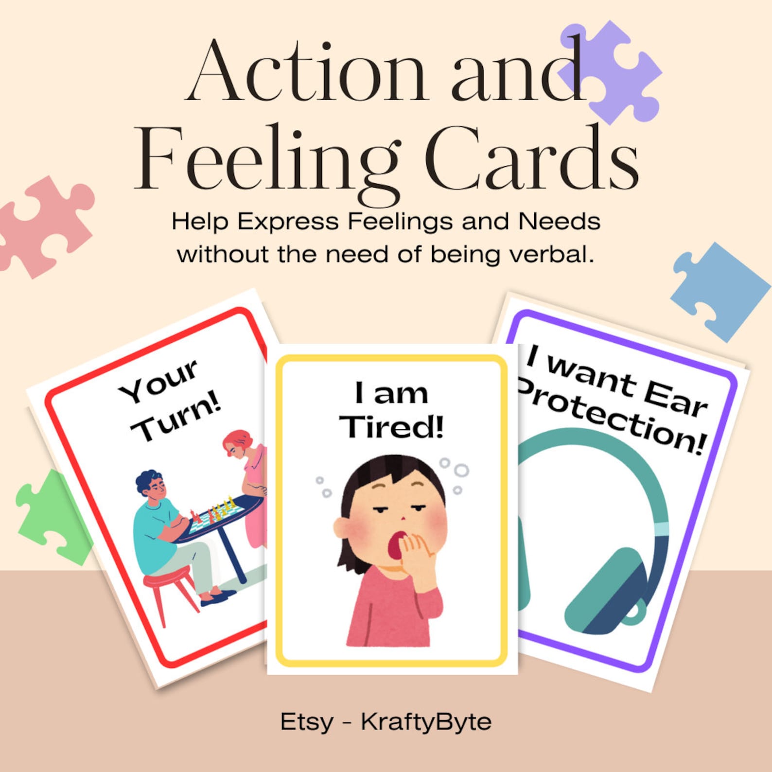 56 Non-verbal Communication Cards, Feelings Wants Needs Flashcards ...