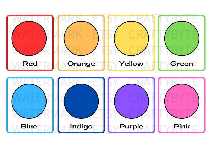 Easy Rainbow Colour Flashcards for Kids Learning, 16 Printable Cards ...