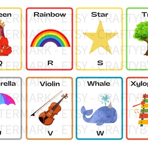 Kids Alphabet Learning Cards Printable, English Language Flashcards ...