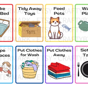 32 Family Chore Flash Cards for Kids, Sibling Organization Aid, Task ...