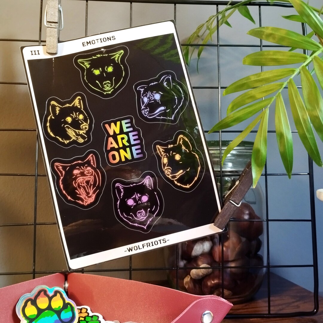 Wolf Emotions Sticker Sheet - Happy Angry Sad Dog Expressions ...