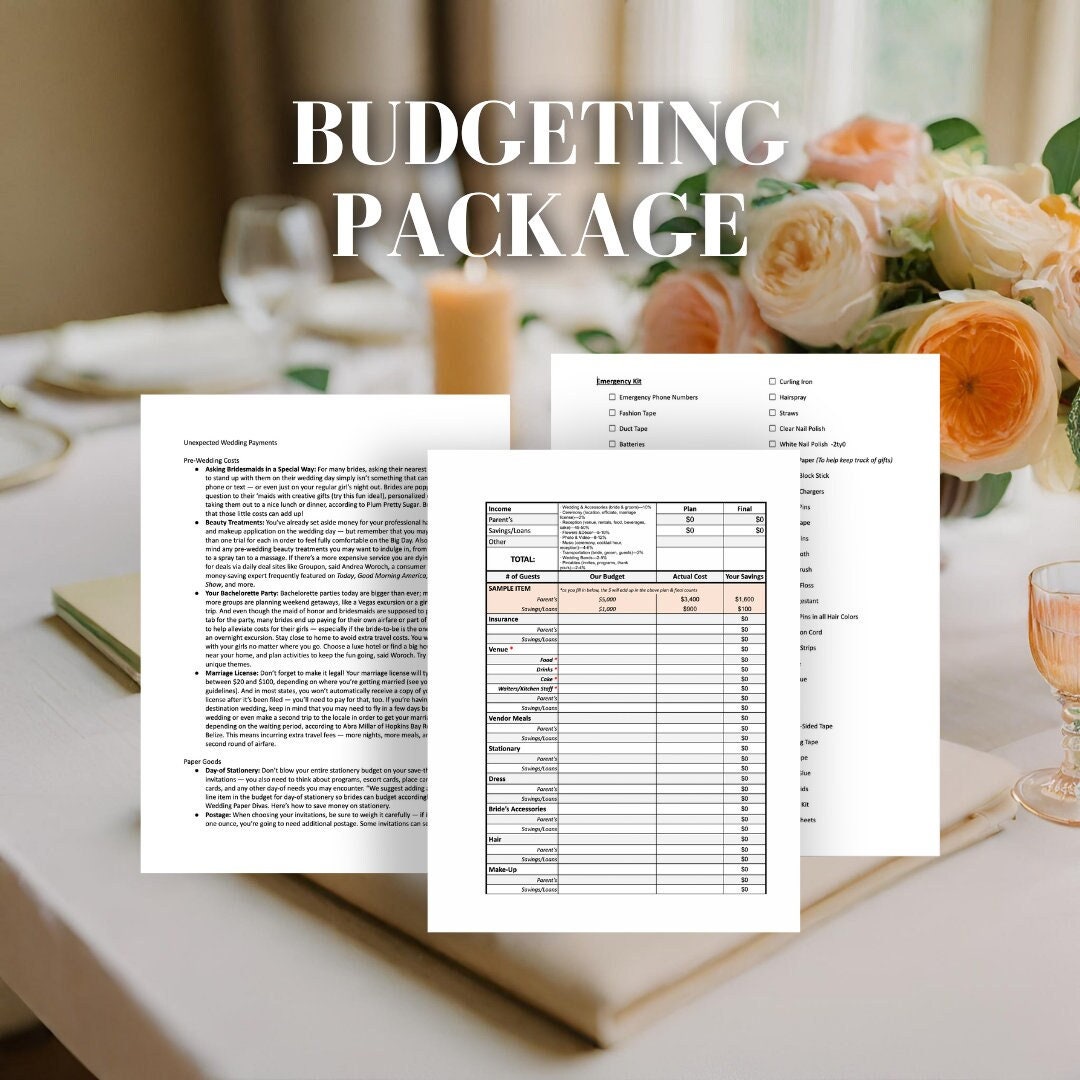 Wedding Planning Budgeting Package for the Thrifty Bride - Stay on ...