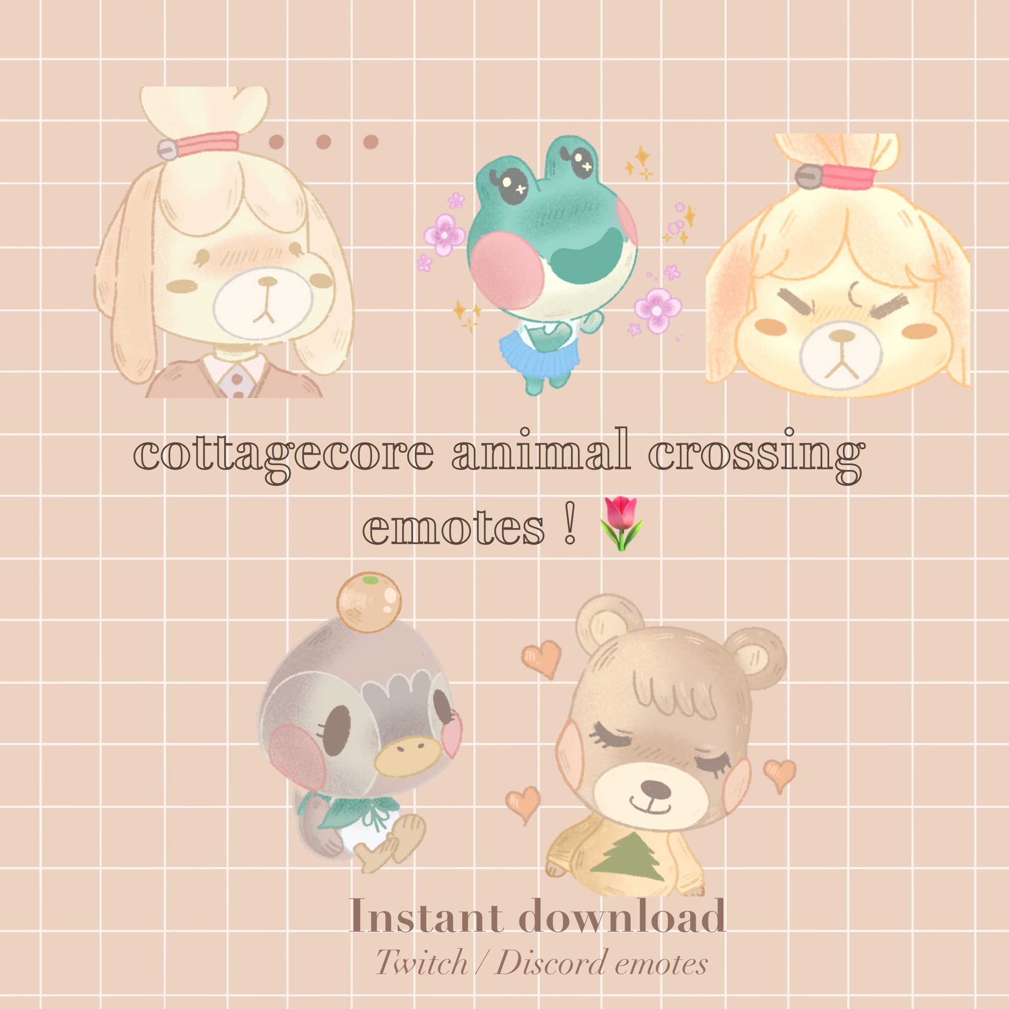Animal Crossing Cottagecore Emotes Kawaii Twitch Discord Youtube - Etsy