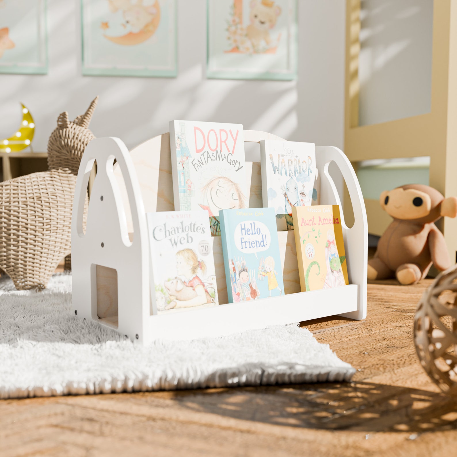 Montessori Portable Bookshelf, Mobile Bookcase, Display Shelf, Perfect ...