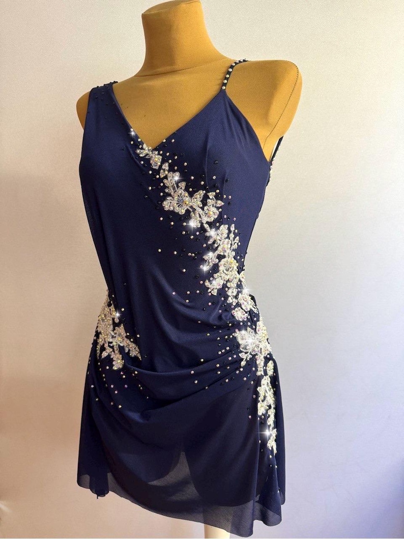 Lyrical Dance Costume, Custom Dance Costume, Custom Leotard, Dark Blue ...