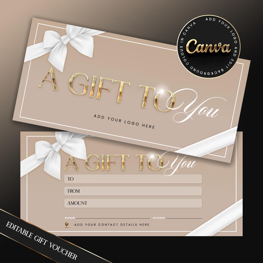 Gift Voucher Design Editable in Canva Add Your Logo for Beauty Business ...