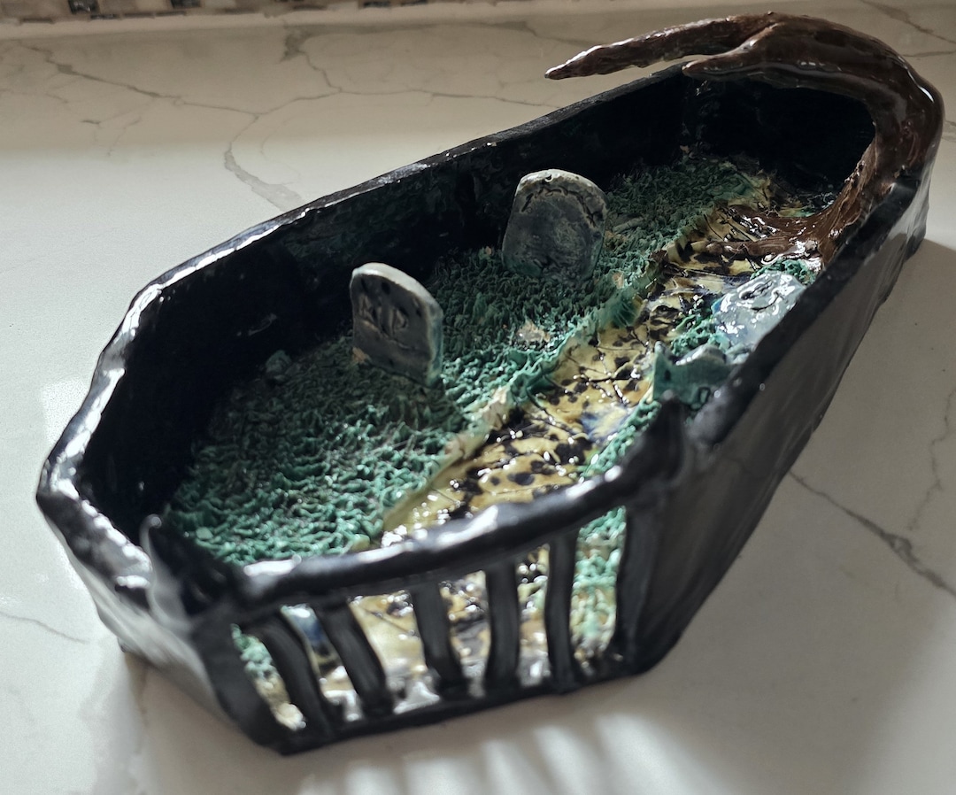 Ceramic Cemetery on the Shape of a Coffin With Spooky Tree and ...