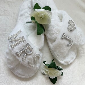Personalised Fluffy Bridal Mrs Slippers - Bride Slippers - Wedding ...