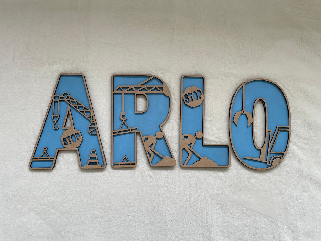 Construction Themed Letters construction Theme Personalised Wall Sign ...