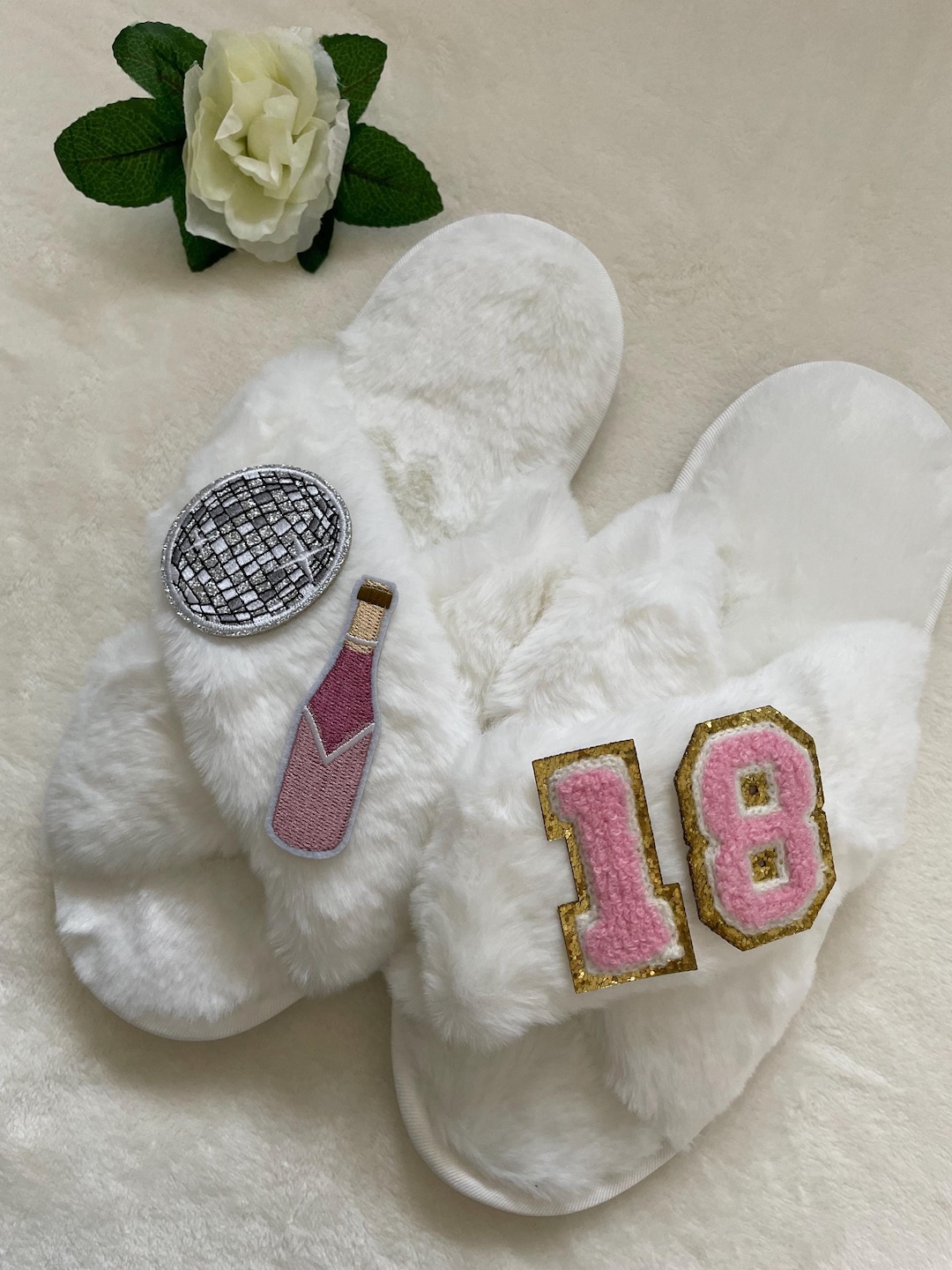Embellished Birthday Slippers: Fluffy Gift for Her 16th 18th 30th 40th ...