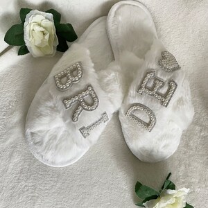 Personalised Fluffy Bridal Mrs Slippers - Bride Slippers - Wedding ...
